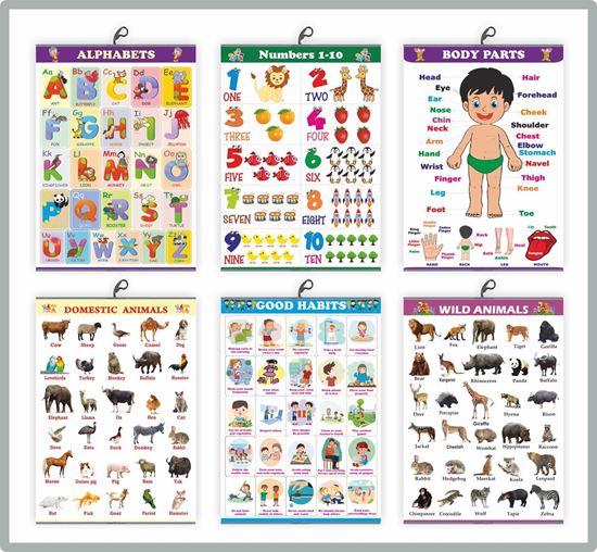 Early Learning Educational Charts set for Kids Size-50X71CM Set of 6 ...
